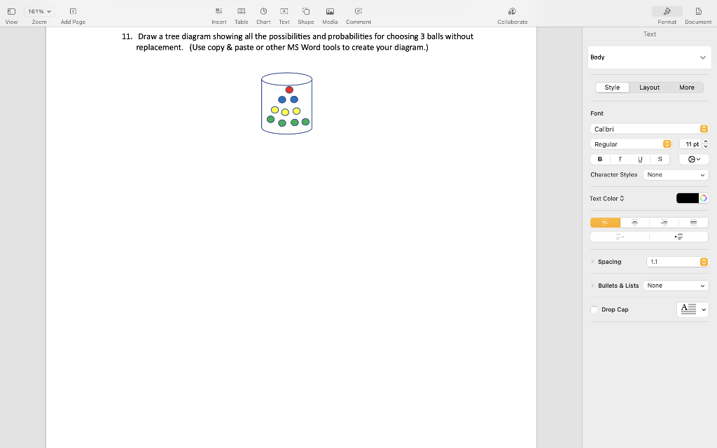 Solved 0 161% Zoom 6 Collaborate View Add Page Insert Format | Chegg.com