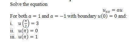 Solved = Solve the equation Uxx = au For both a = 1 and a = | Chegg.com