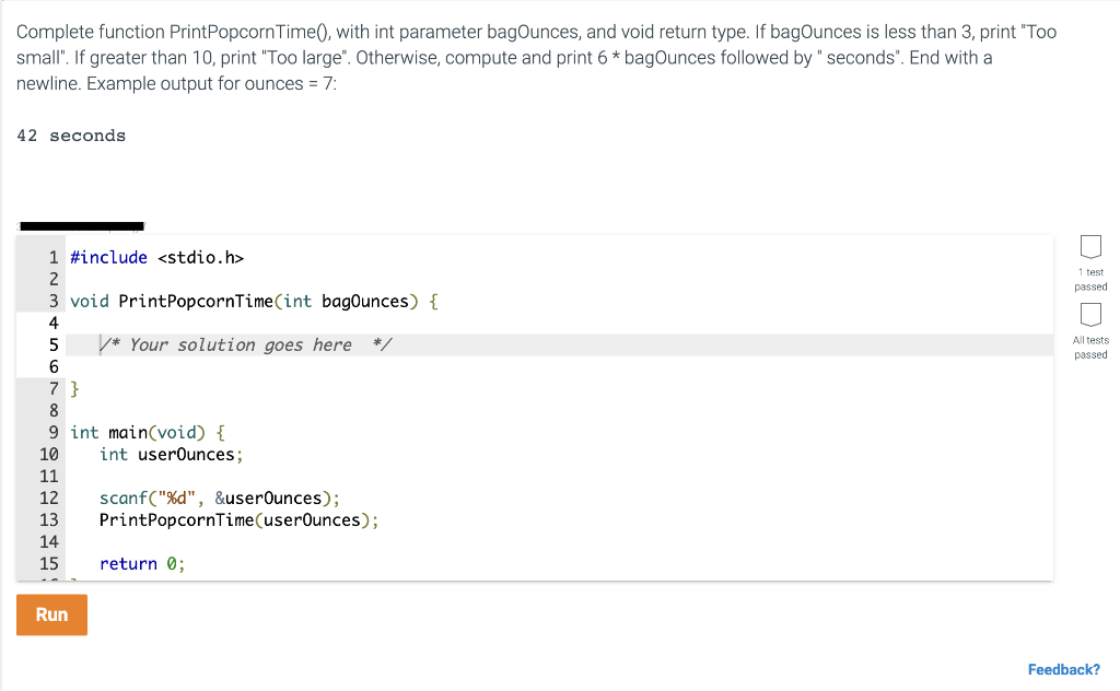 Solved ***In C Please*** 9.6.2: Function with branch: | Chegg.com Solved ***In C Please*** 9.6.2: Function with branch: | Chegg.com
