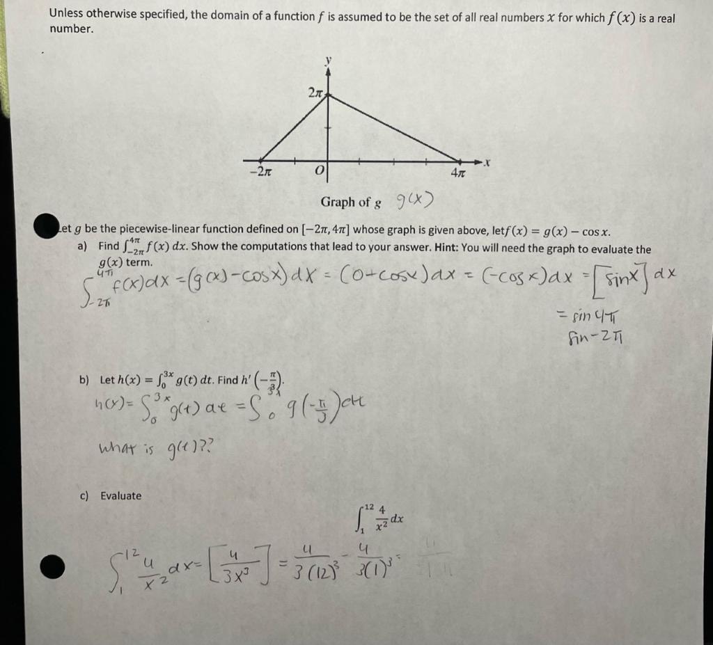 Solved Unless otherwise specified, the domain of a function | Chegg.com