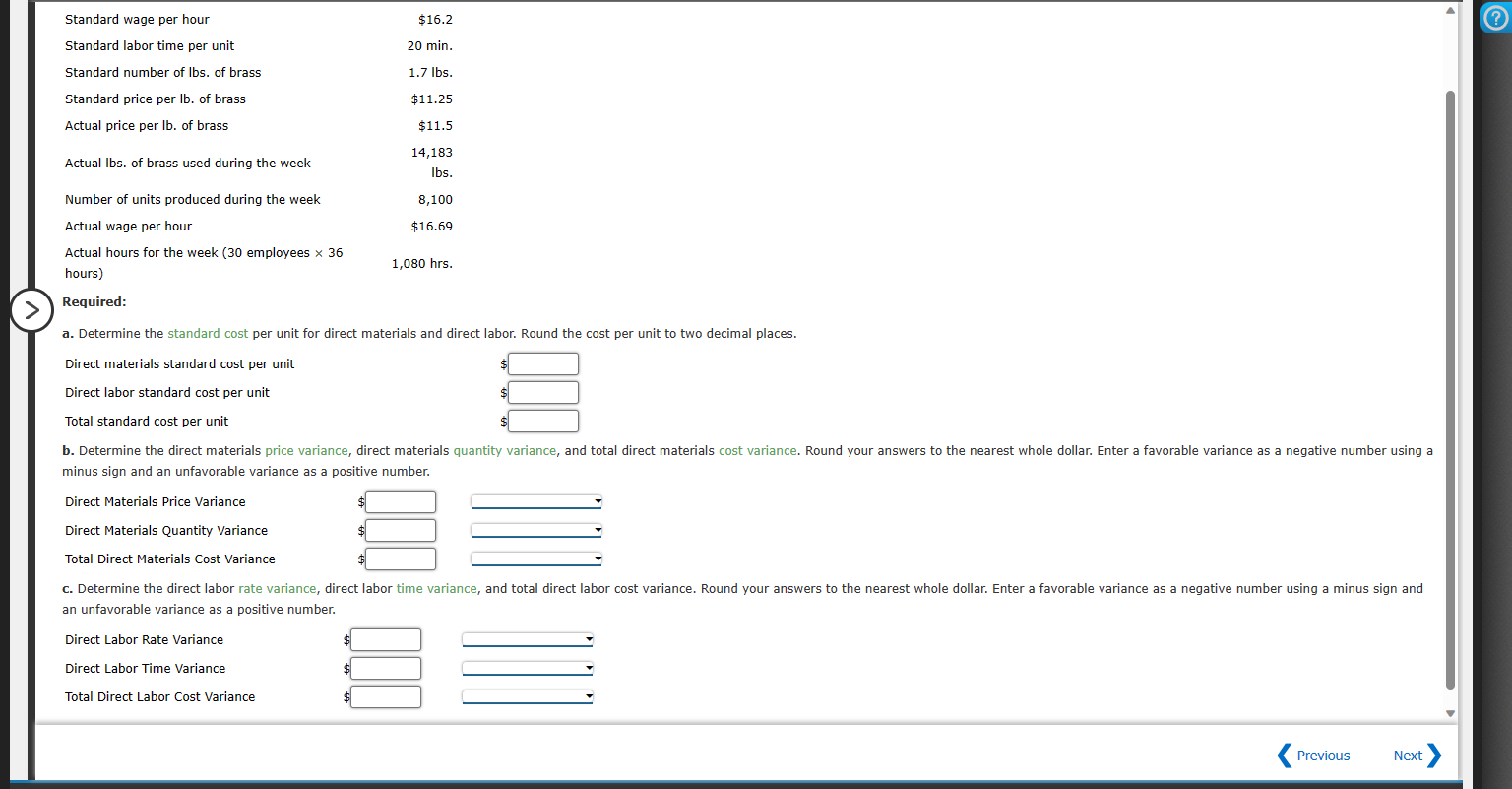 Solved Direct Materials and Direct Labor Variance | Chegg.com