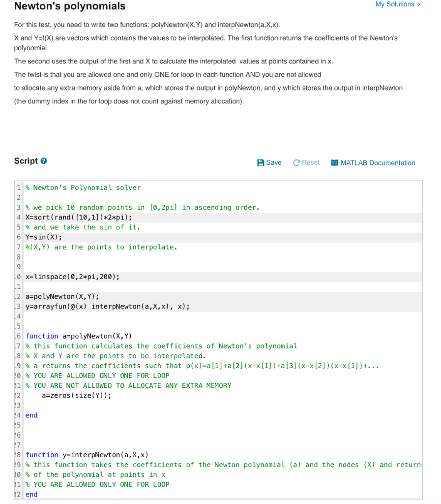 Solved Newton's polynomials My Solutions > For this test, | Chegg.com