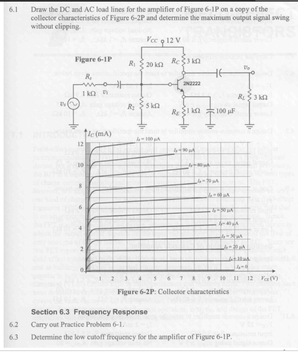Solved 6.1 Draw the DC and AC load lines for the amplifier | Chegg.com