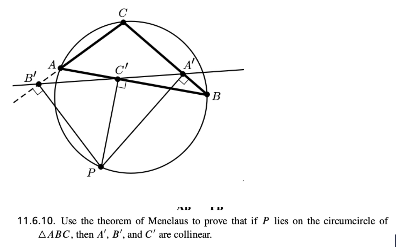 Solved 11.6.10. ﻿Use the theorem of Menelaus to prove that | Chegg.com