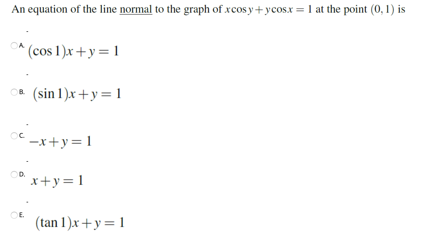 Solved An equation of the line normal to the graph of | Chegg.com