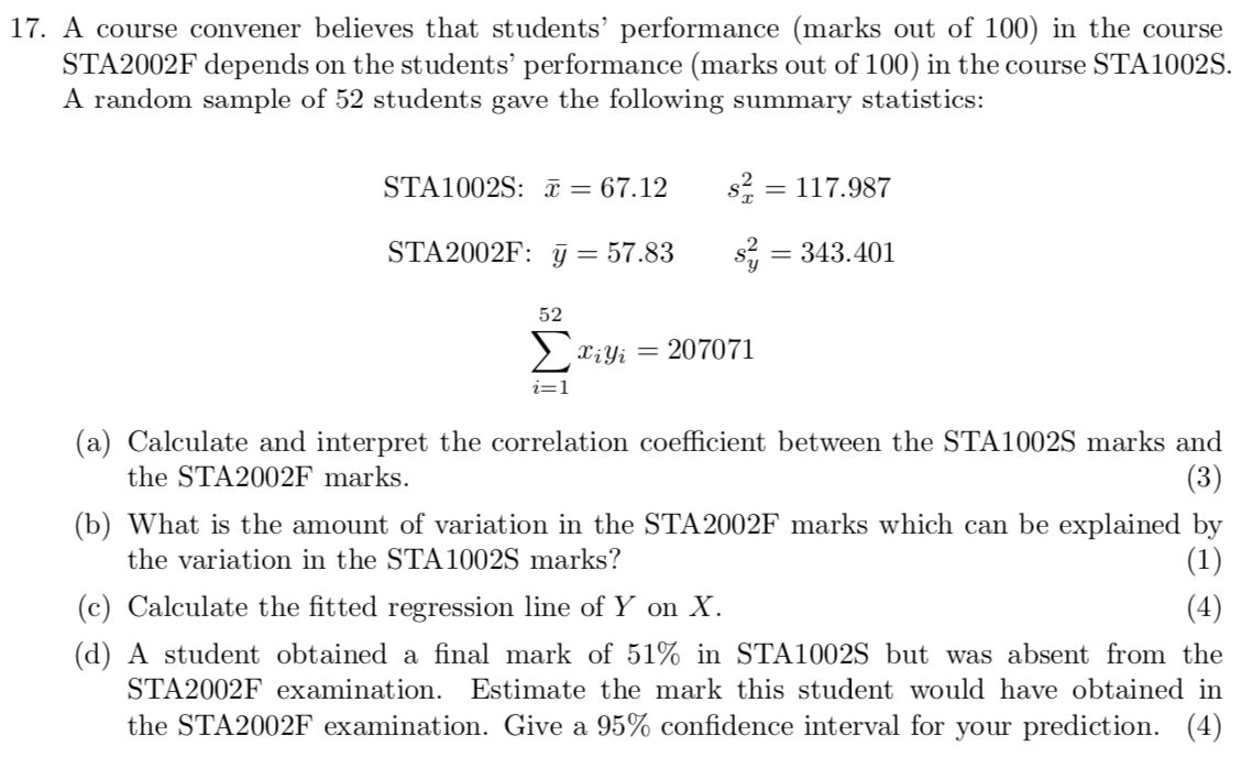 17. A course convener believes that students' | Chegg.com