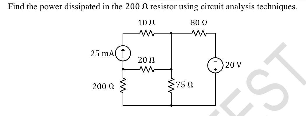Solved Find the power dissipated in the 200Ω resistor using | Chegg.com