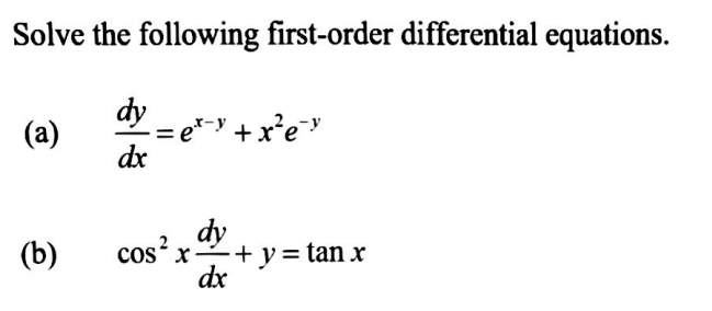 Solved Solve the following first-order differential | Chegg.com