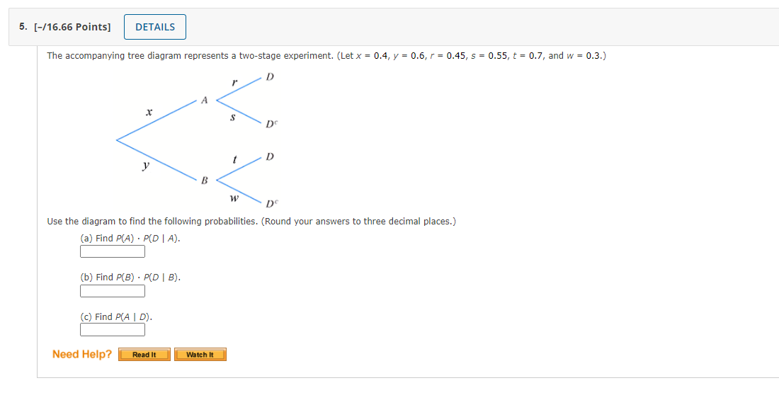Solved 5. (-/16.66 Points] DETAILS The accompanying tree | Chegg.com