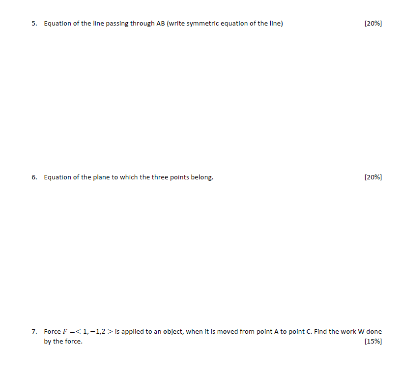 Solved Given three points A-1,-2,1), B(1,2,0) and C(-2,0,2), | Chegg.com
