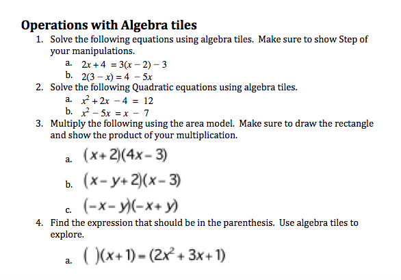 Solved Operations with Algebra tiles 1. Solve the following | Chegg.com Solved Operations with Algebra tiles 1. Solve the following | Chegg.com