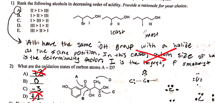 Solved 1) Rank the following alcohols in decreasing order of | Chegg.com