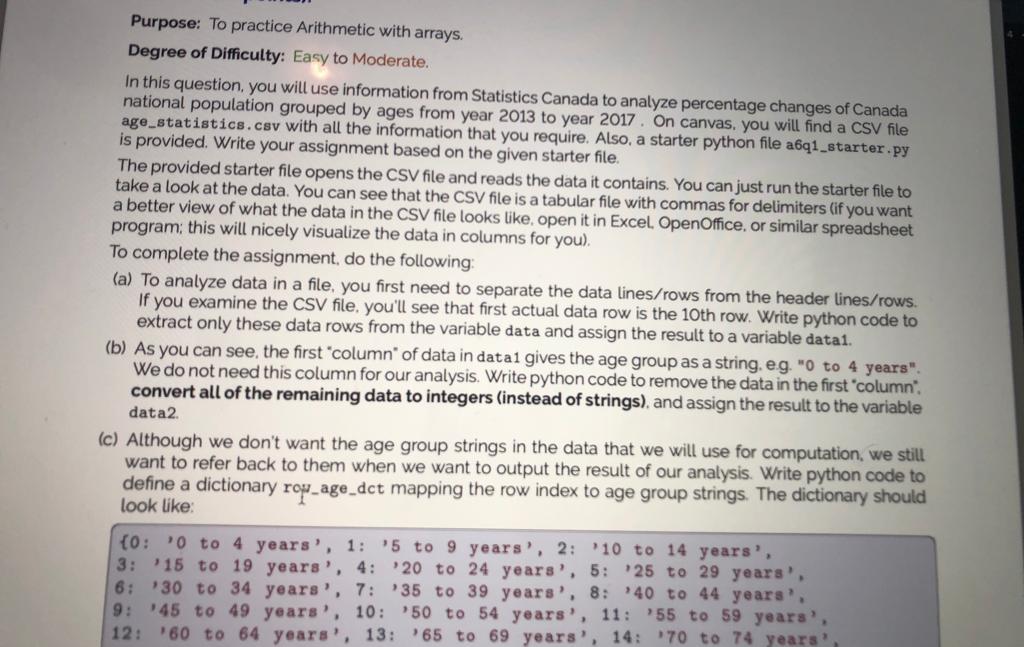 Solved Purpose: To practice Arithmetic with arrays. Degree | Chegg.com