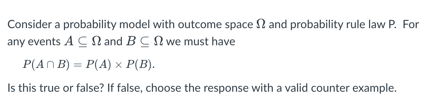Solved Consider a probability model with outcome space and | Chegg.com