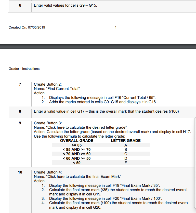 Solved Created On: 07/05/2019 1 Grader - Instructions | Chegg.com