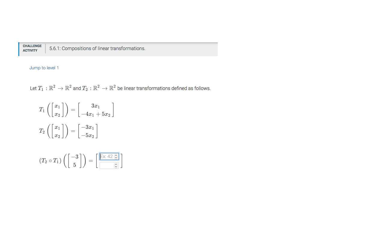 Solved CHALLENGE ACTIVITY 5.6.1: Compositions of linear | Chegg.com Solved CHALLENGE ACTIVITY 5.6.1: Compositions of linear | Chegg.com