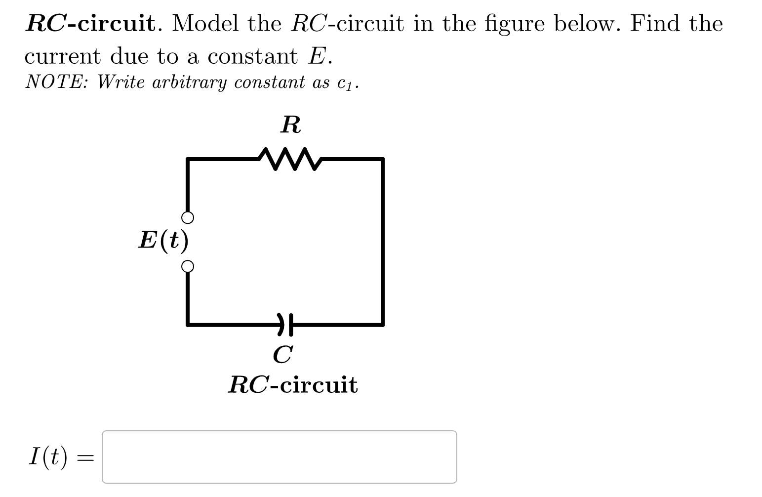 Solved RC-circuit. Model the RC-circuit in the figure below. | Chegg.com