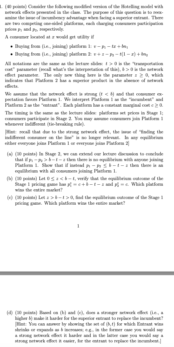 Solved (d) (10 ﻿points) ﻿Based on (b) ﻿and (c), ﻿does a | Chegg.com