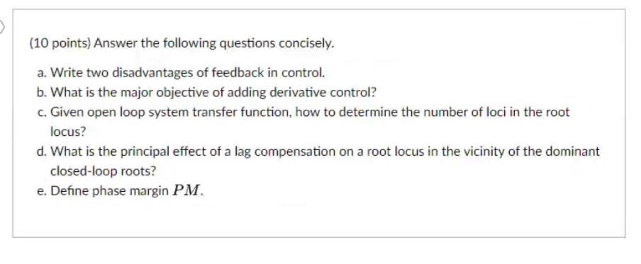 Solved (10 points) Answer the following questions concisely. | Chegg.com