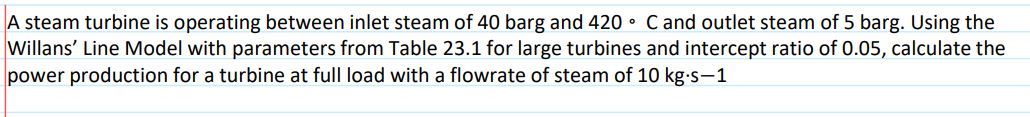 Solved A steam turbine is operating between inlet steam of | Chegg.com