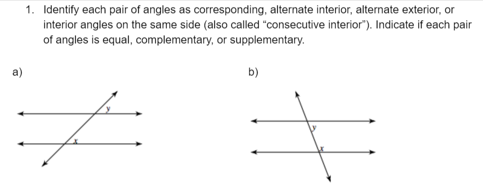 Solved 1. Identify each pair of angles as corresponding, | Chegg.com