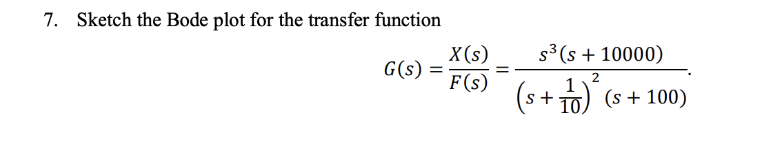 Solved 7. Sketch the Bode plot for the transfer function | Chegg.com