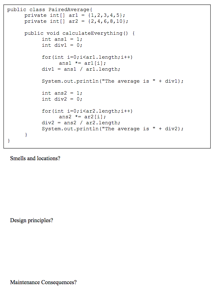 Solved For each problem, study the supplied code, and list | Chegg.com