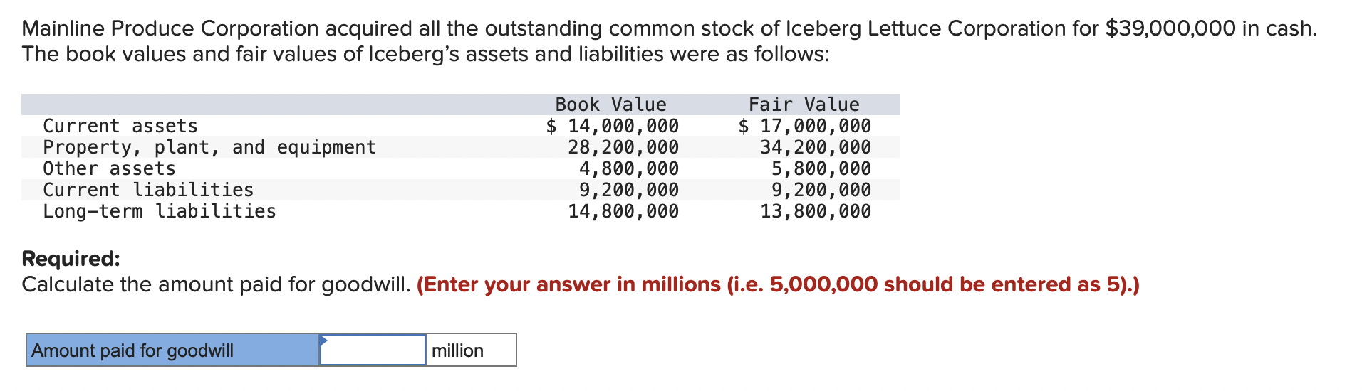 Solved Mainline Produce Corporation acquired all the | Chegg.com