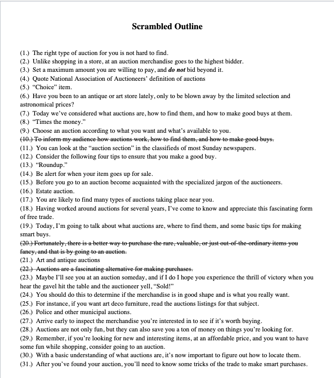 Scrambled Outline (1.) The right type of auction for | Chegg.com