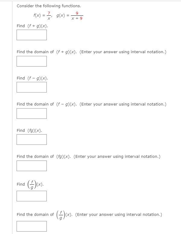 Solved Consider The Following Functions F X G X Exto