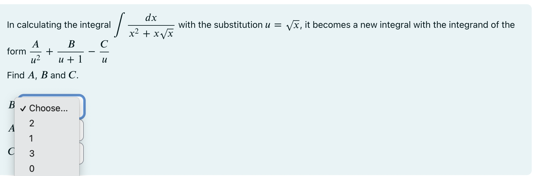 Solved In calculating the integral ∫x2+xxdx with the | Chegg.com