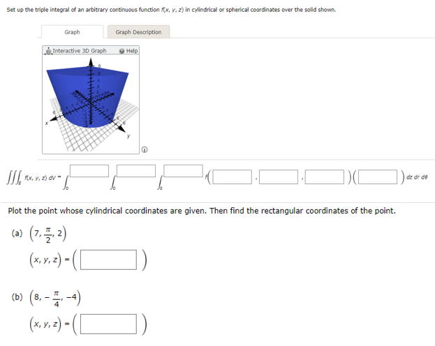 Solved Set up the triple integral of an arbitrary continuous | Chegg.com