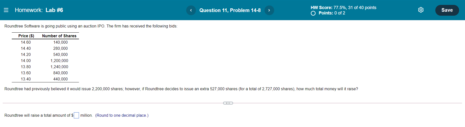 Solved = Homework: Lab #6 Question 11, Problem 14-8 > HW | Chegg.com