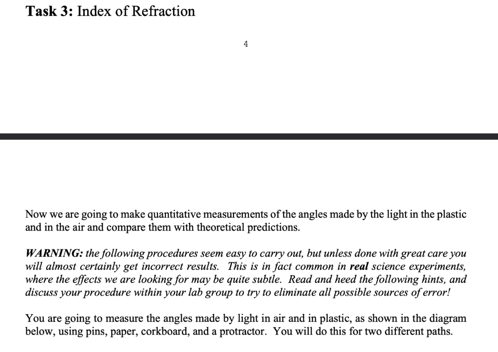 Task 3: Index of Refraction 4 Now we are going to | Chegg.com