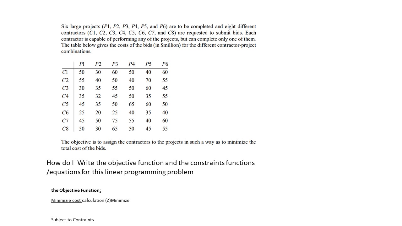 Solved Six large projects , ﻿and P6 ﻿are to be completed and | Chegg.com
