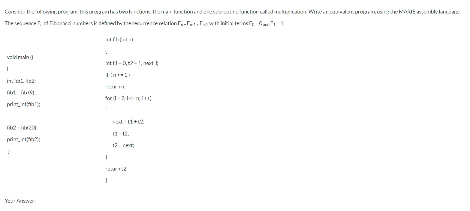 Solved MARIE language help Please add comments to your | Chegg.com