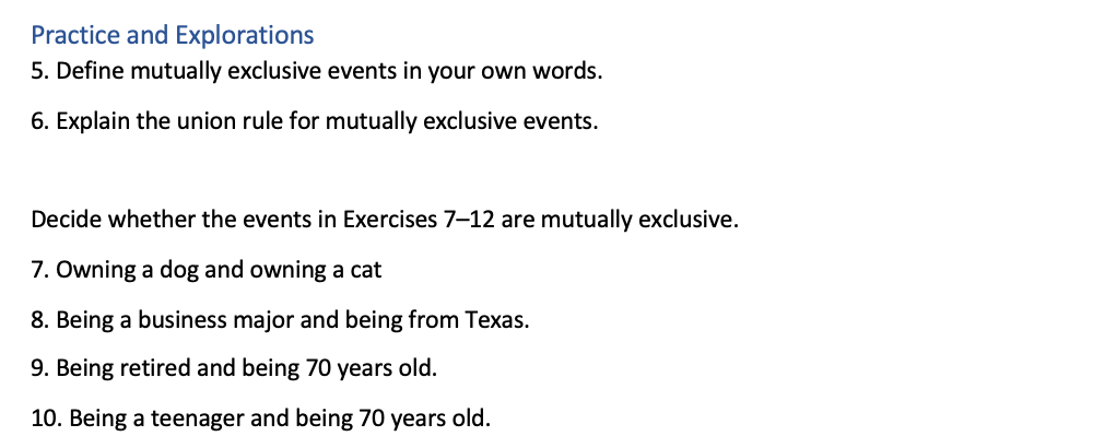 Solved Practice and Explorations 5. Define mutually | Chegg.com