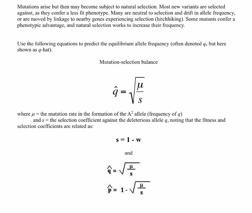 Solved What is the equilibrium allele frequency of q for | Chegg.com