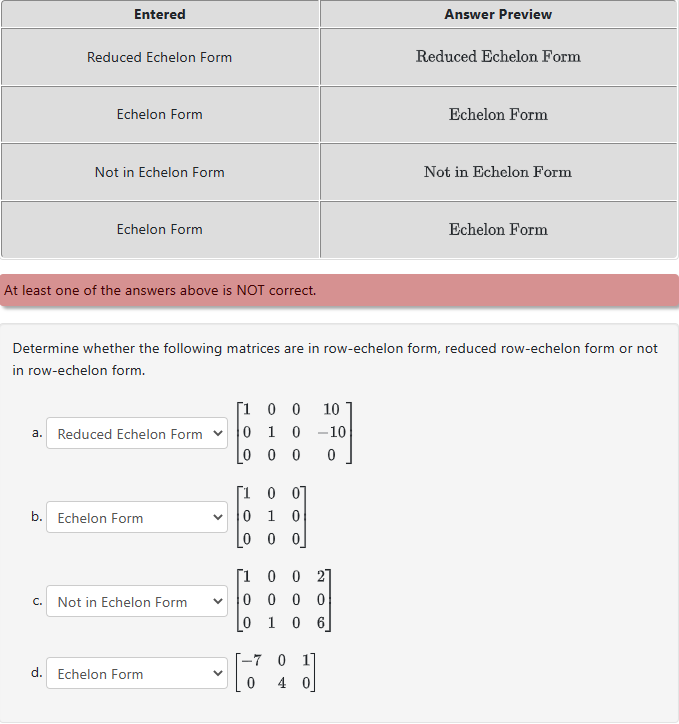 Solved Determine whether the following matrices are in | Chegg.com