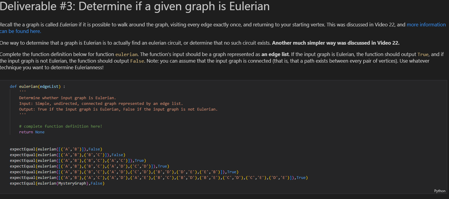 Solved Deliverable \#3: Determine if a given graph is | Chegg.com