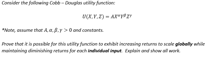 Consider the following Cobb - Douglas utility | Chegg.com