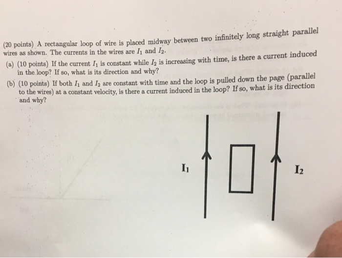 Solved A rectangular loop of wire is placed midway between | Chegg.com
