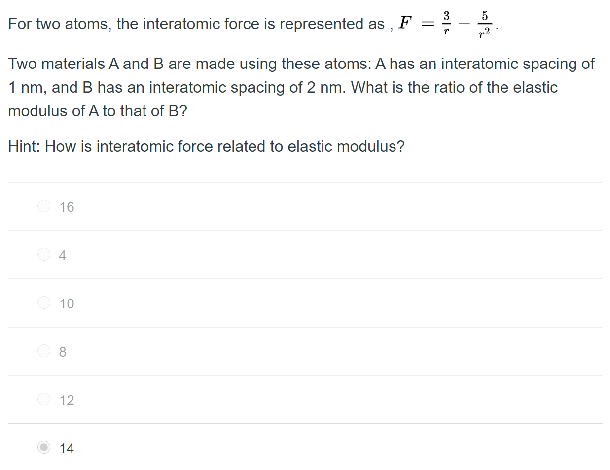 Solved 3 For Two Atoms The Interatomic Force Is Represented