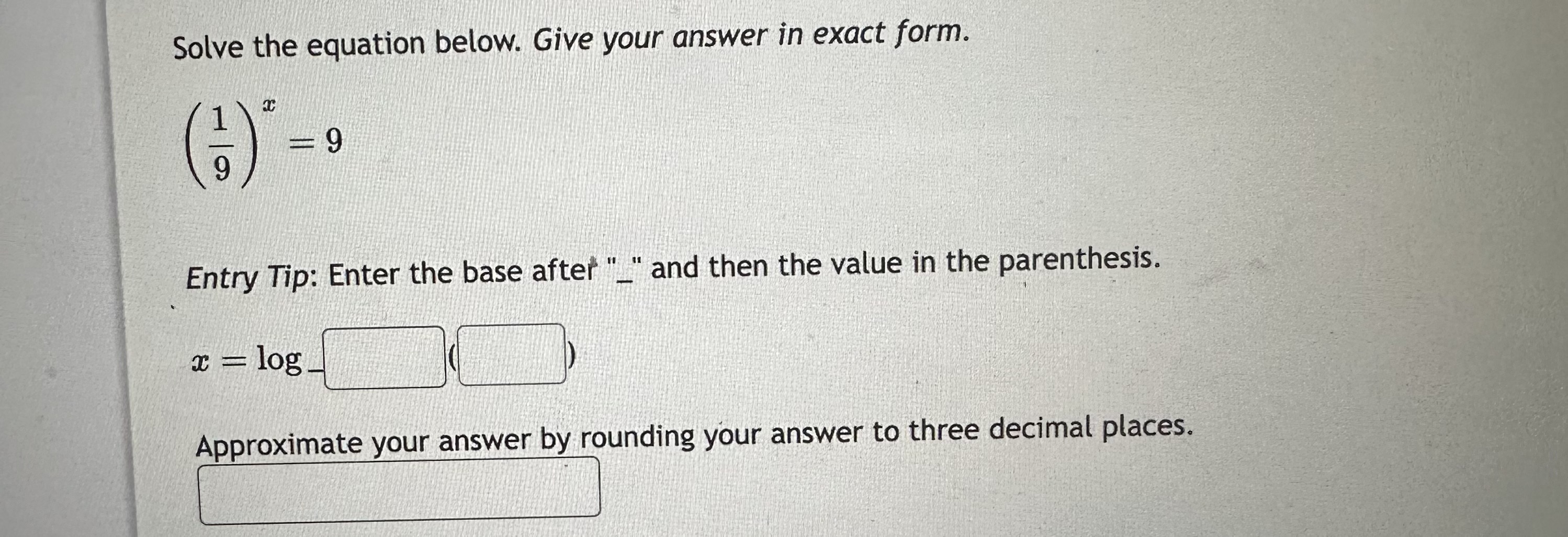 Solved Solve the equation below. Give your answer in exact | Chegg.com