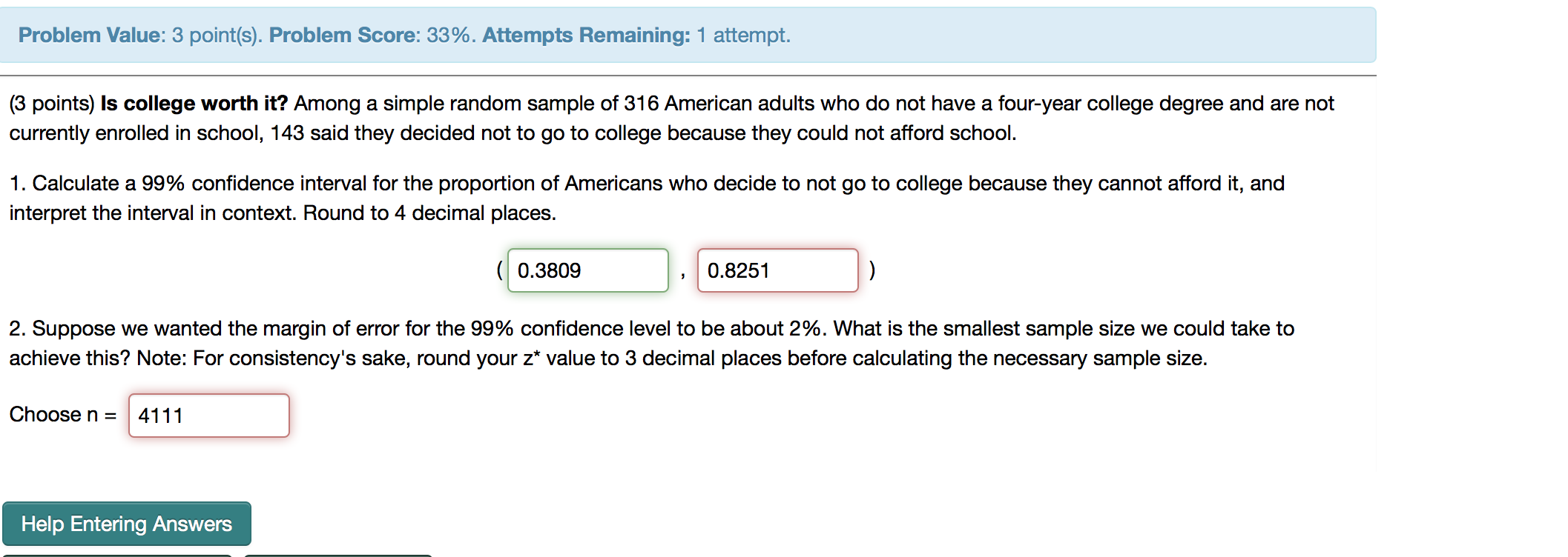 Solved Problem Value 3 Points Problem Score 33 7083