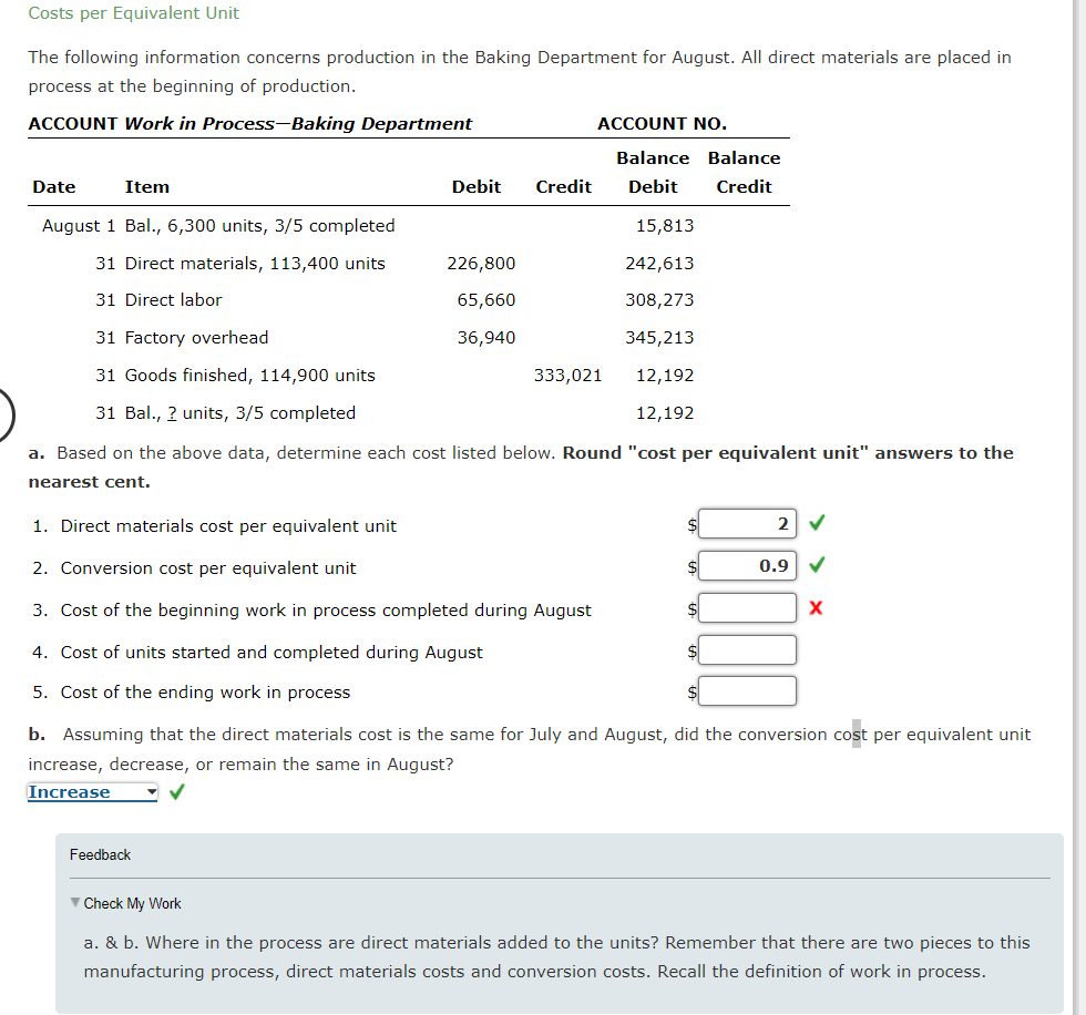 Solved Costs per Equivalent UnitThe following information | Chegg.com
