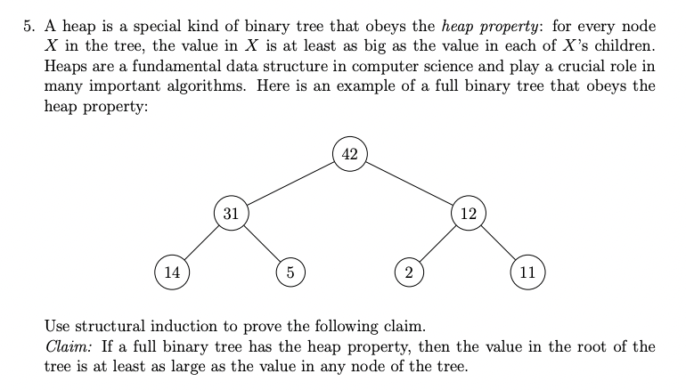 Solved 5. A heap is a special kind of binary tree that obeys | Chegg.com