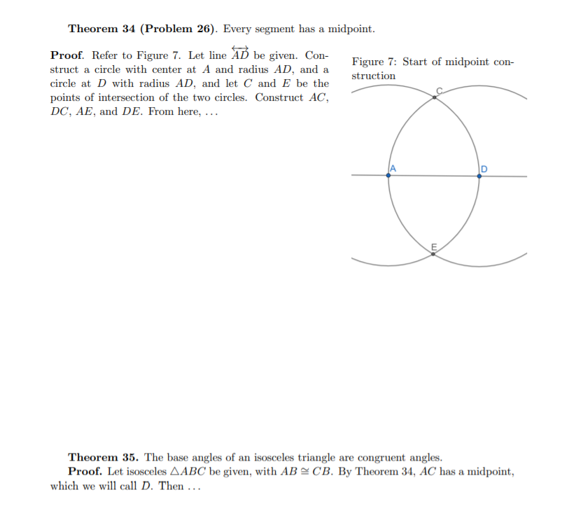 Solved Theorem 34 (Problem 26). Every segment has a | Chegg.com