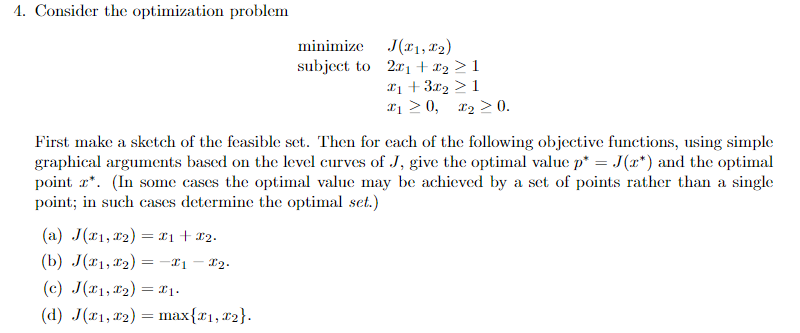 Solved 1. Consider the optimization problem minimize | Chegg.com