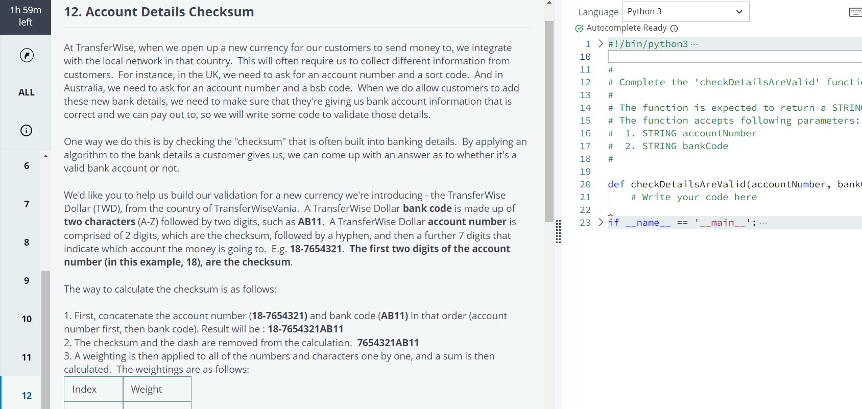 1h 59m left 12. Account Details Checksum At | Chegg.com